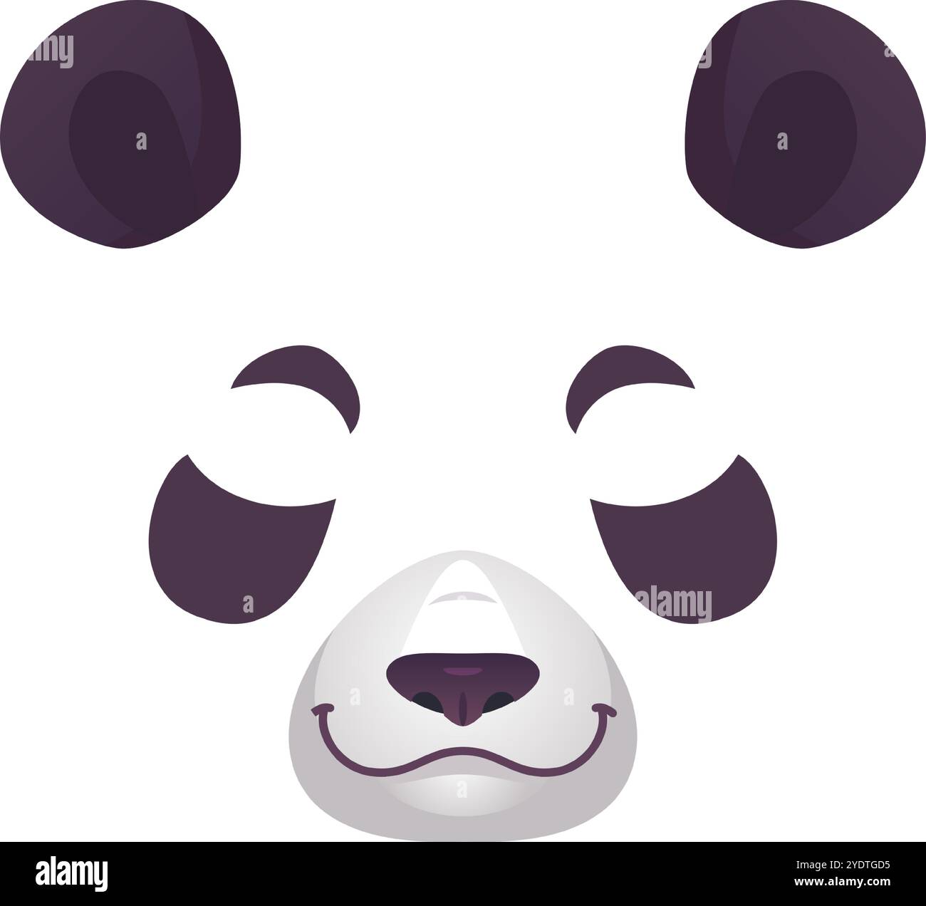 Cartoon illustration of a friendly panda bear face, featuring a ...