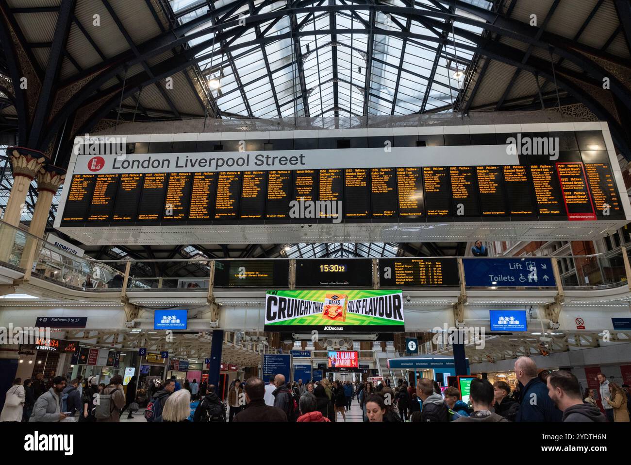Liverpool Street Station, London, UK. Terminus concourse with ...