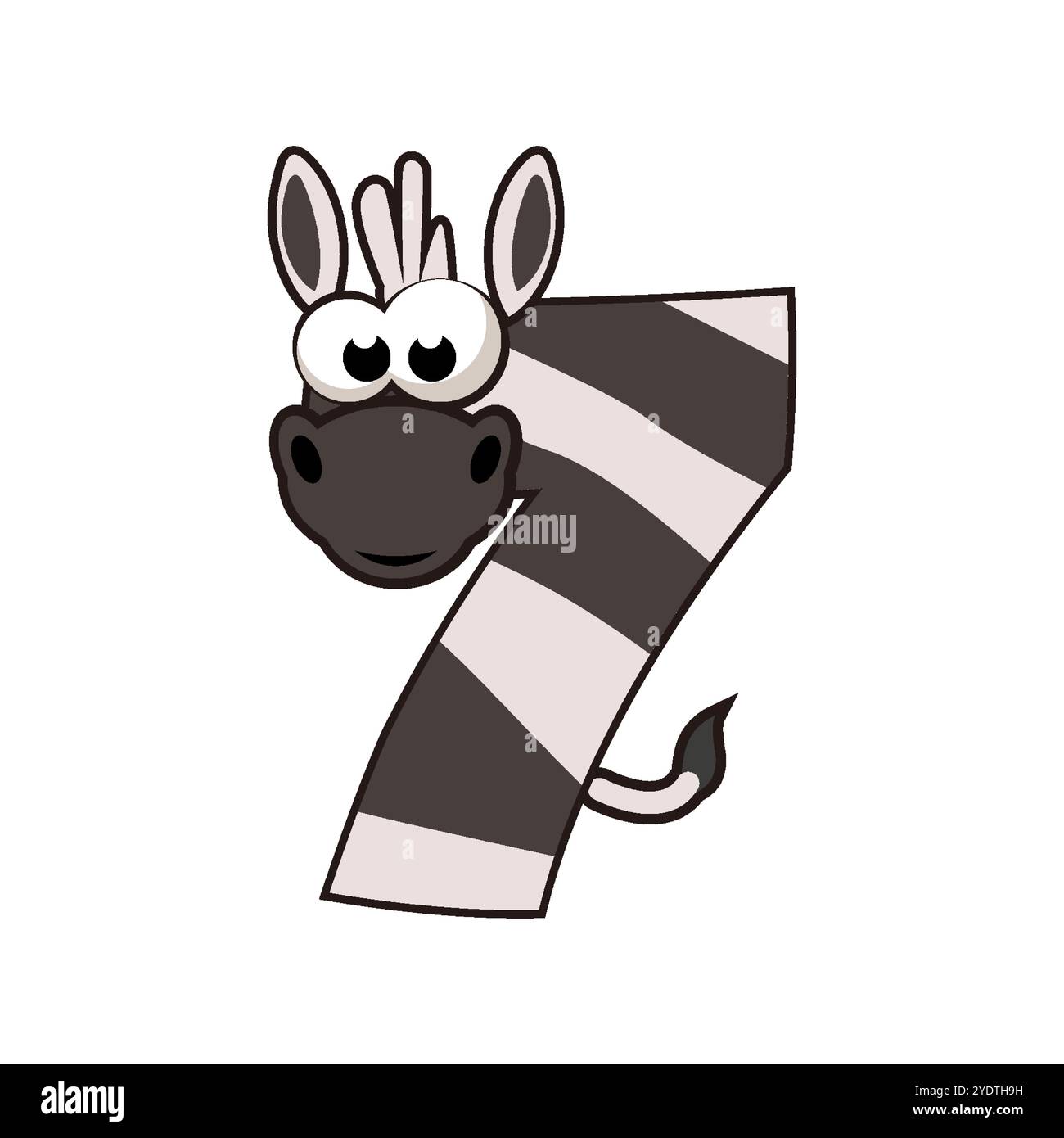 Cartoon Zebra number 7, figure Seven. Cartoon of number with a animal ...