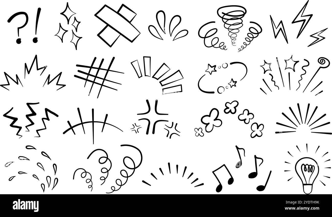 Anime manga comic emoticon element graphic effects hand drawn doodle ...