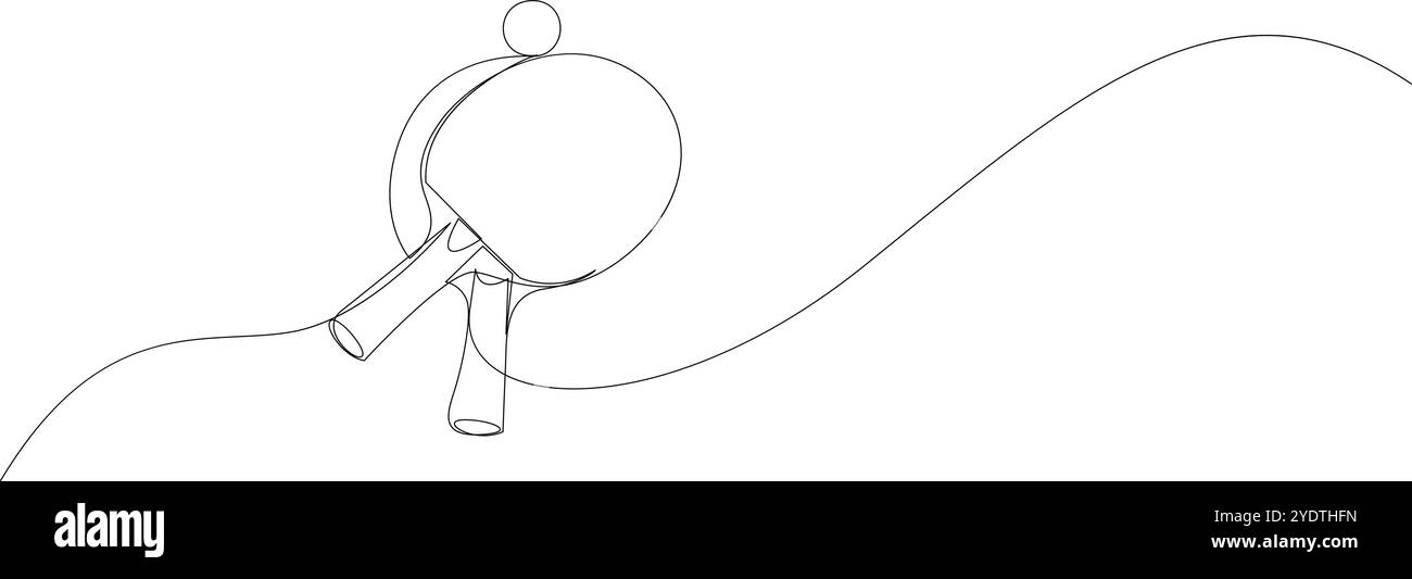 Ping pong rackets with ball continuous line drawing. Table tennis one ...