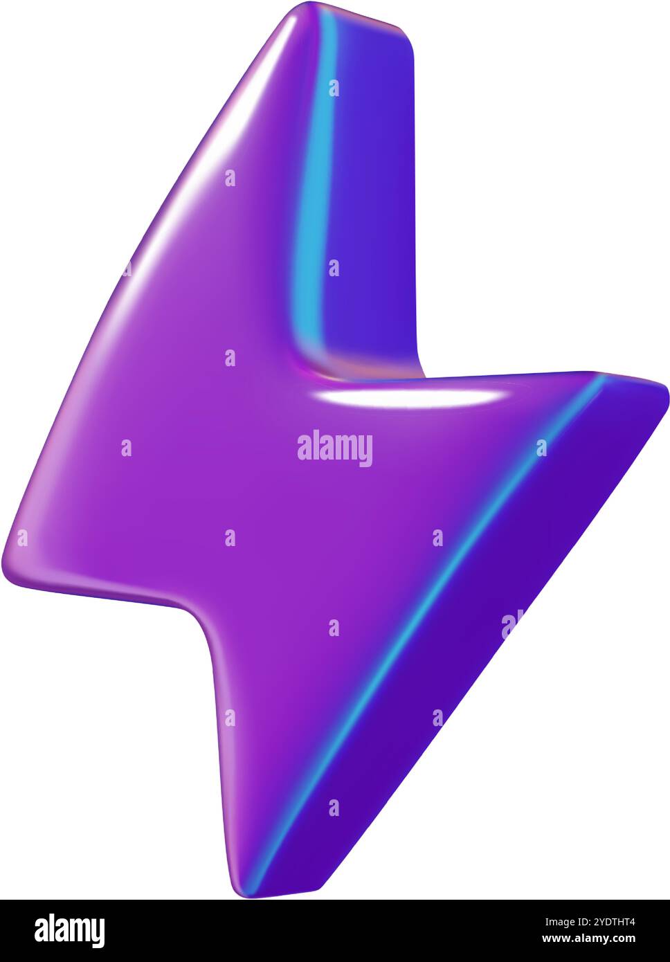 Y2k lightning bolt 3d icon. Holographic flash, thunder or energy ...