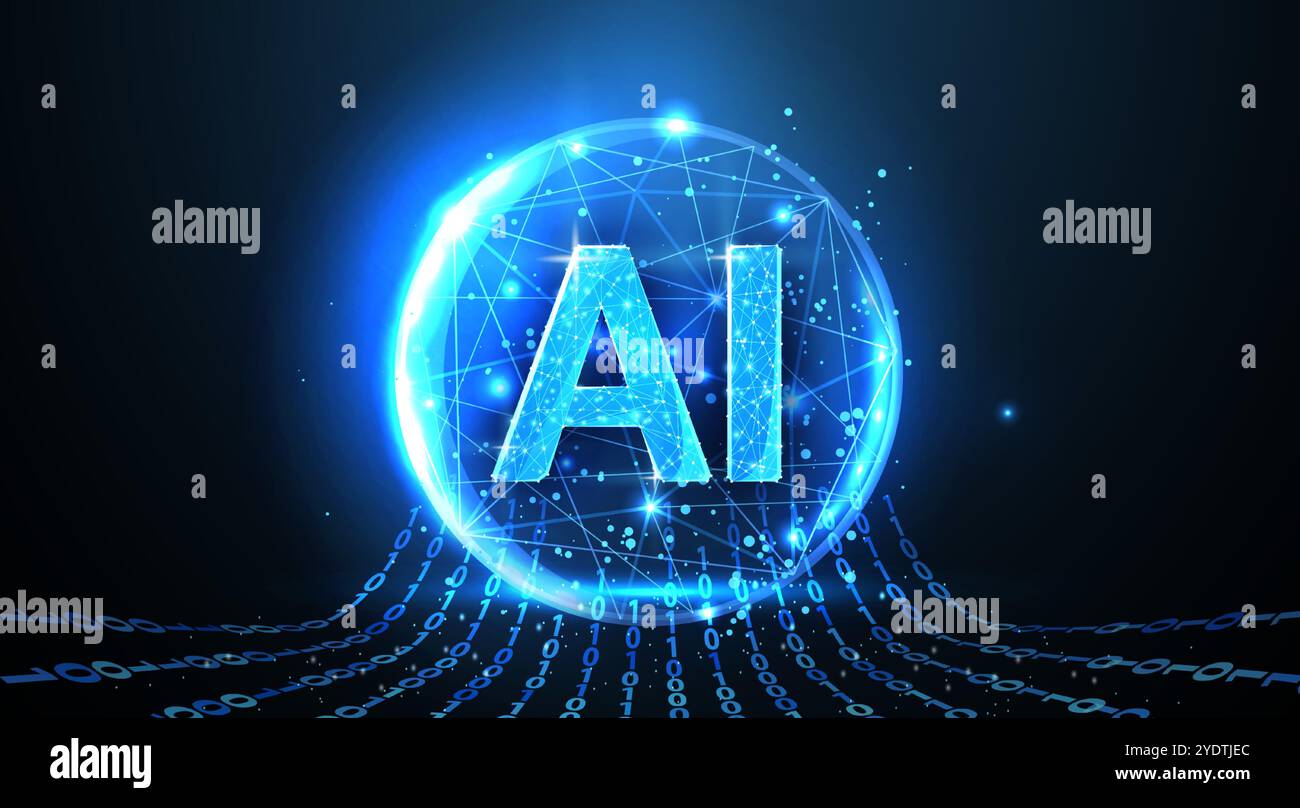 AI letters on chip. AI technology, robot core, electric line Stock ...