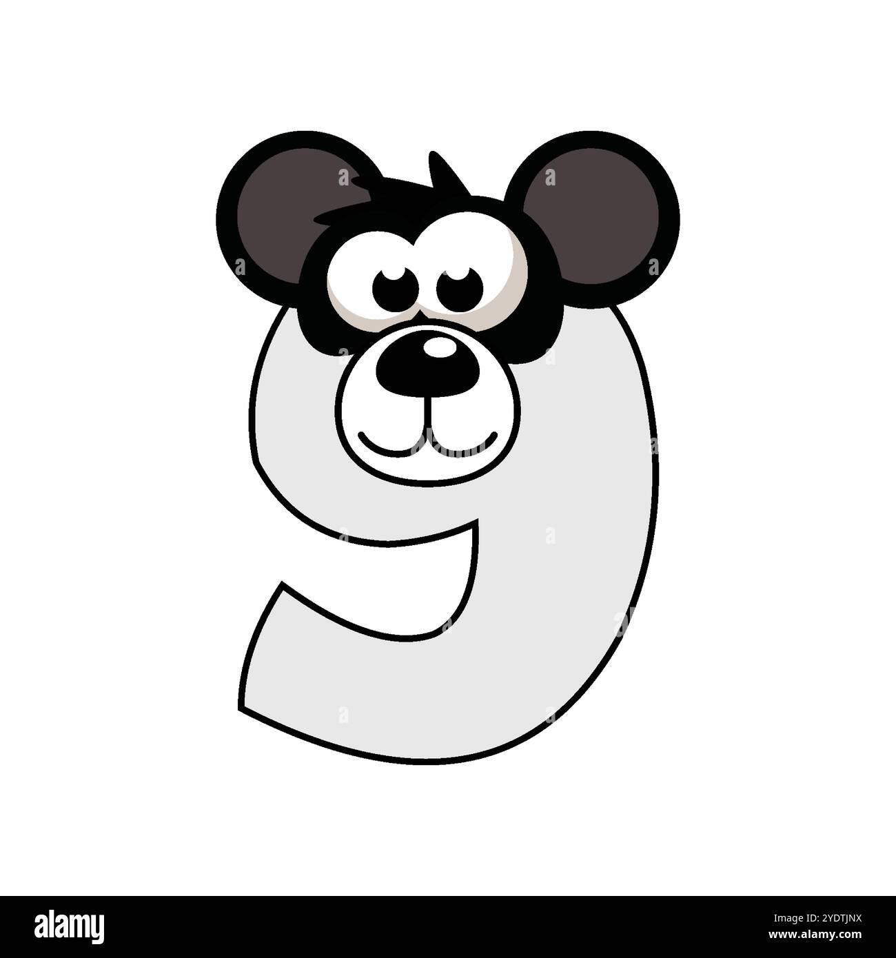 Cartoon Panda number 9, figure Nine. Cartoon of number with a animal ...
