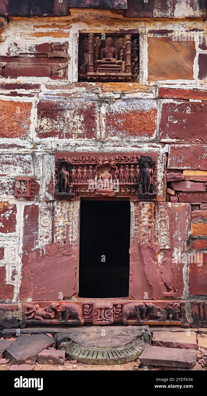 Narrow entrance to the Jain Temple, featuring delicate carvings of Jain ...