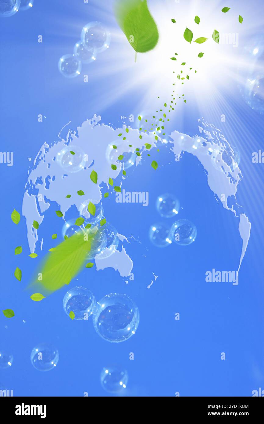 World map and leaves Stock Photo - Alamy