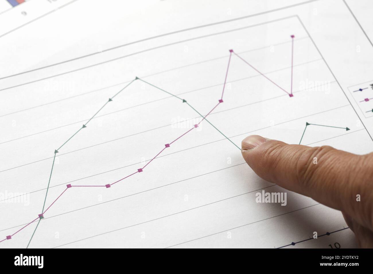Folded line graph and fingers Stock Photo - Alamy