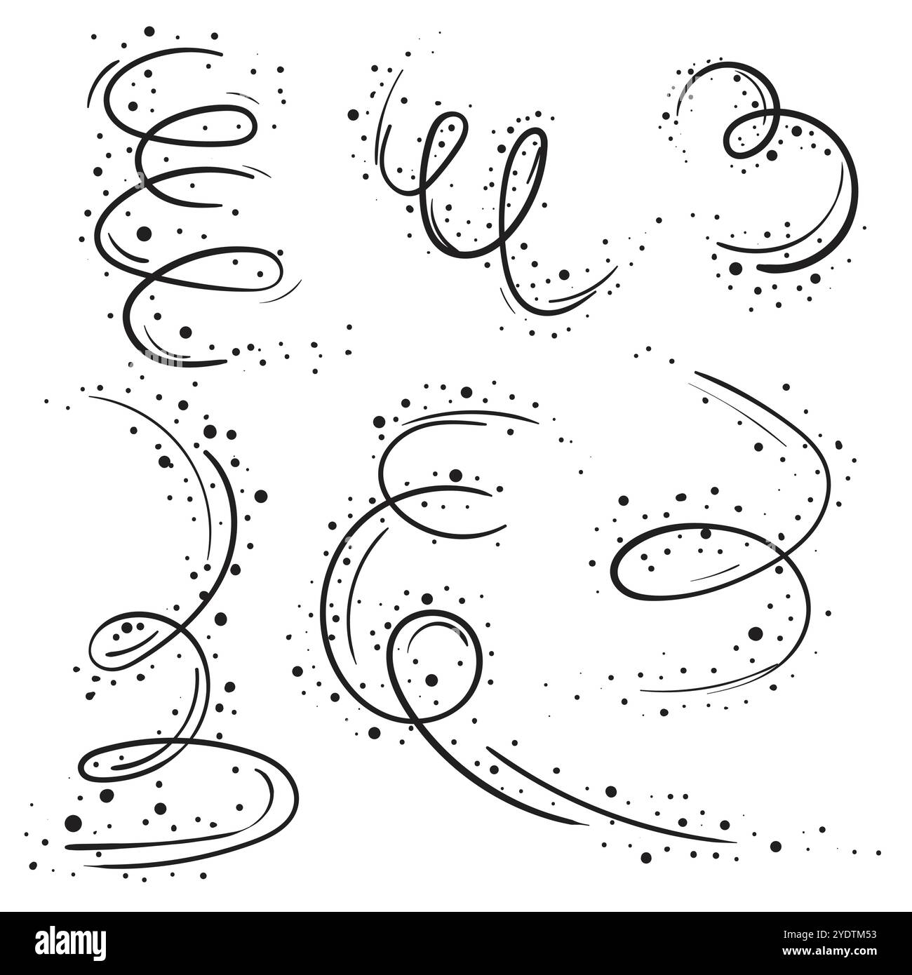 Simple black and white hand drawn elements with zigzags and dots ...