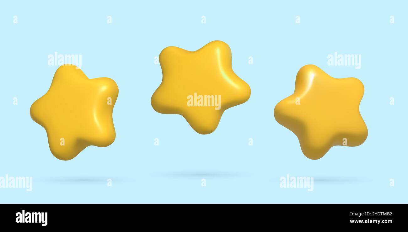 3d realistic plastic stars set in different position vector ...