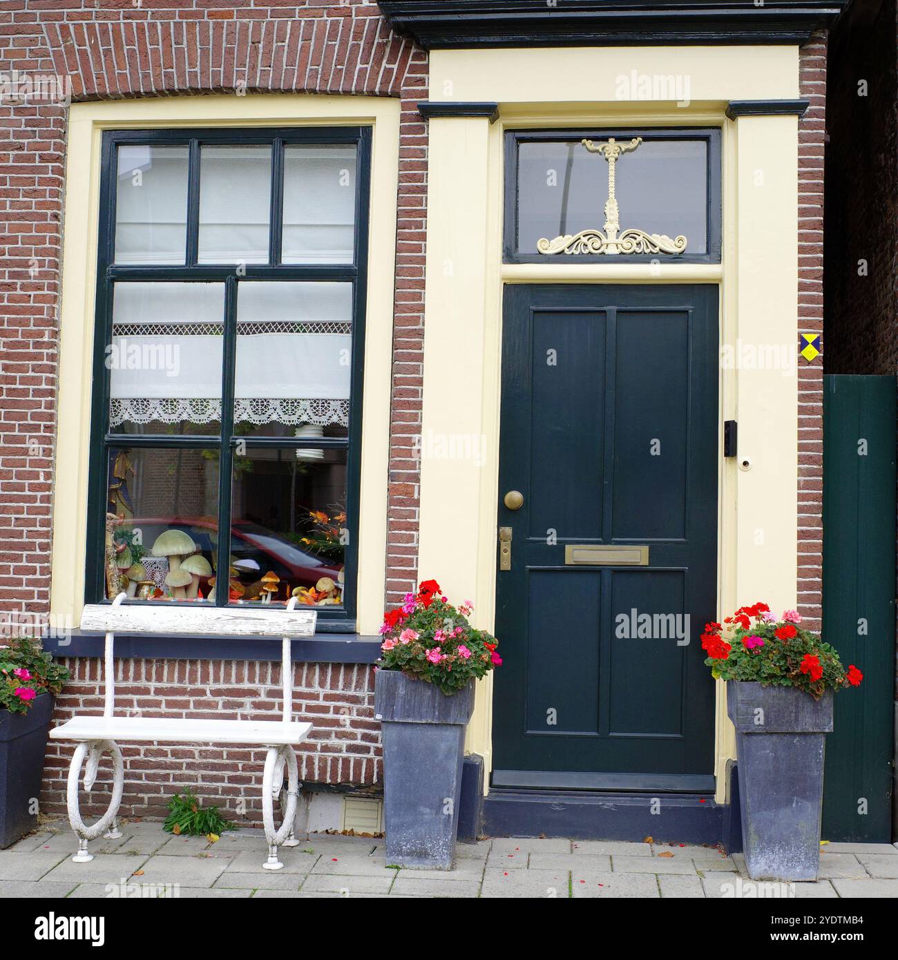 Front door and window of a house that falls under monument protection ...