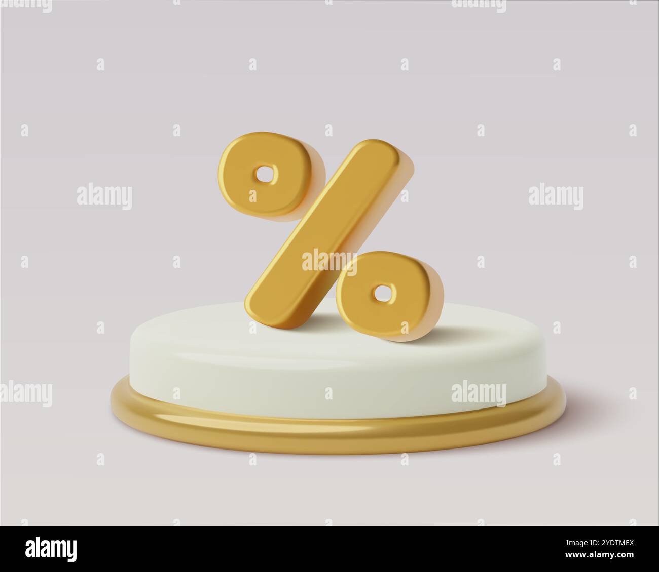 3D gold percentage sign on white podium with realistic shadow sale ...