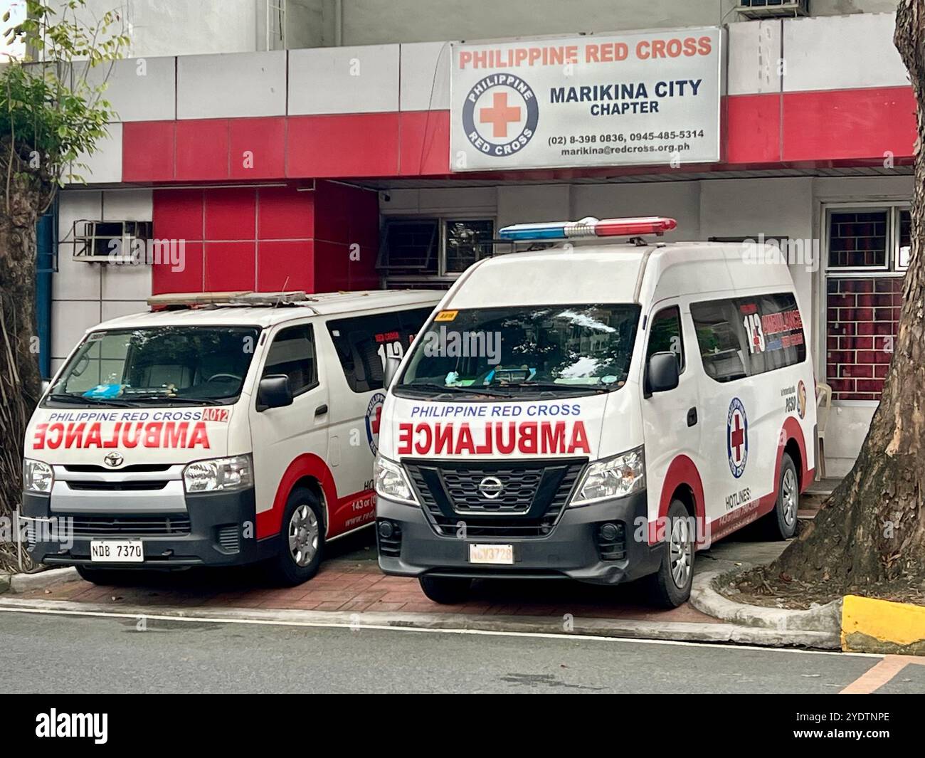 Manila, Philippines. 14th Oct, 2024. Ambulances can be seen outside a ...