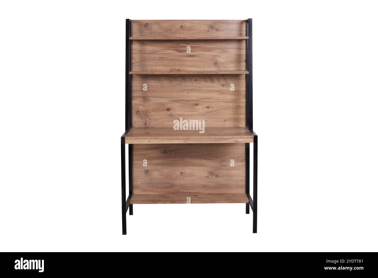 Modern Industrial Desk with Shelves - Wood and Metal Study Table, Home ...