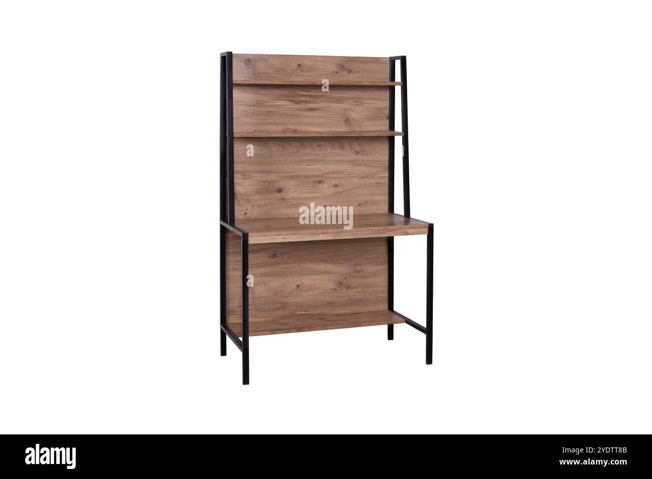 Modern Industrial Desk with Shelves - Wood and Metal Study Table, Home ...