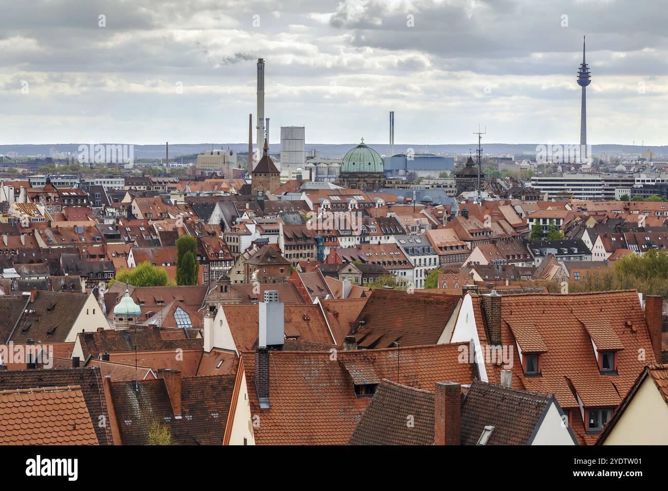 View of Nuremberg historic center from castle wall, Germany, Europe ...
