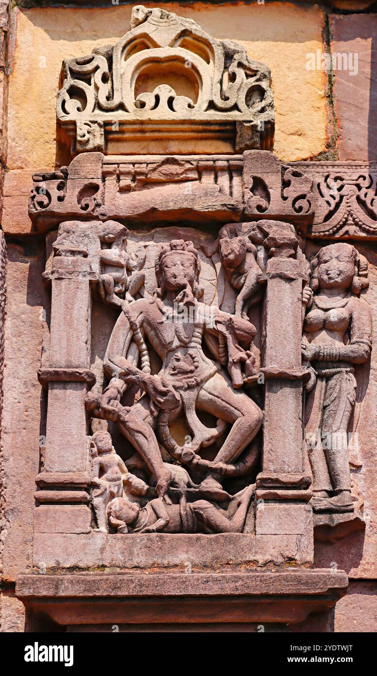 Carved sculpture of Goddess Chamunda on the walls of Nohta Temple ...