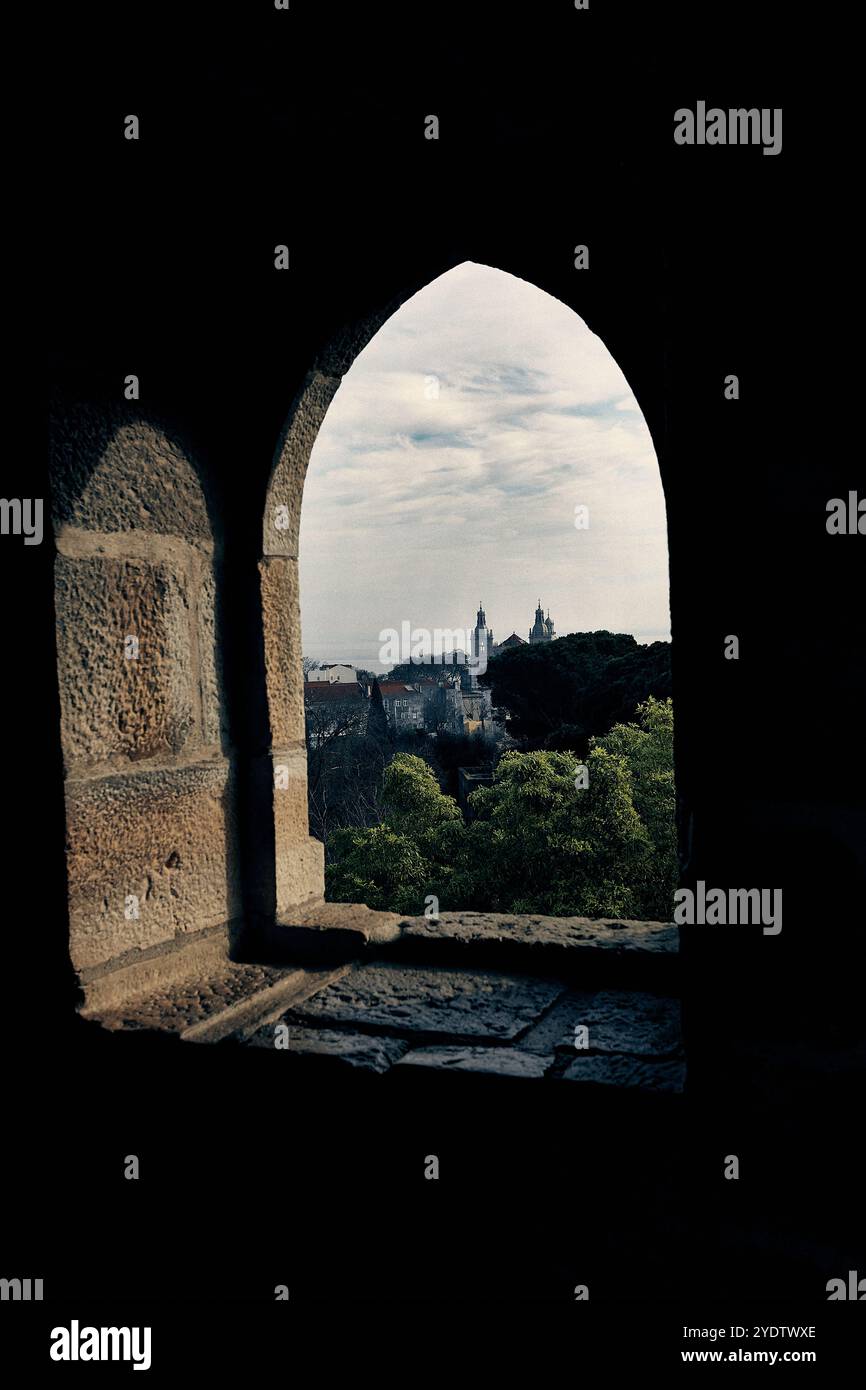 Landscape view from a medieval window in Lisbon Stock Photo - Alamy