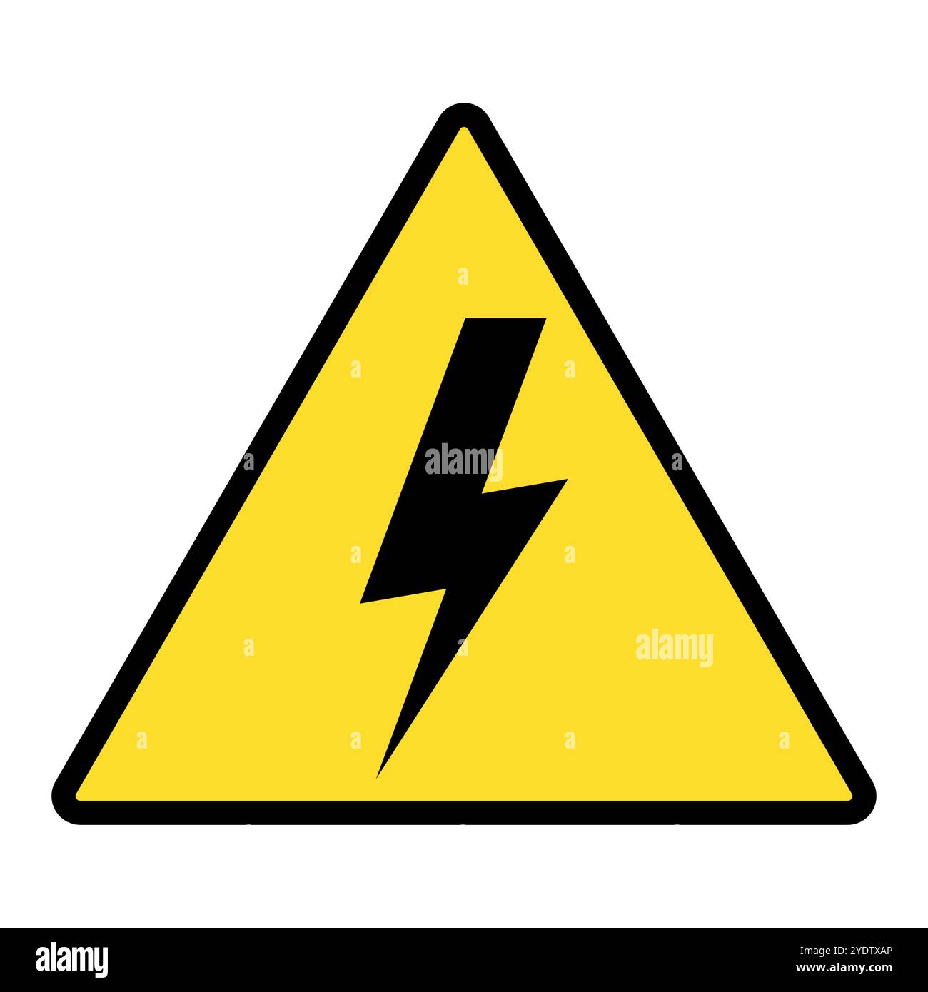 High voltage sign, lightning in yellow and black triangle symbol ...
