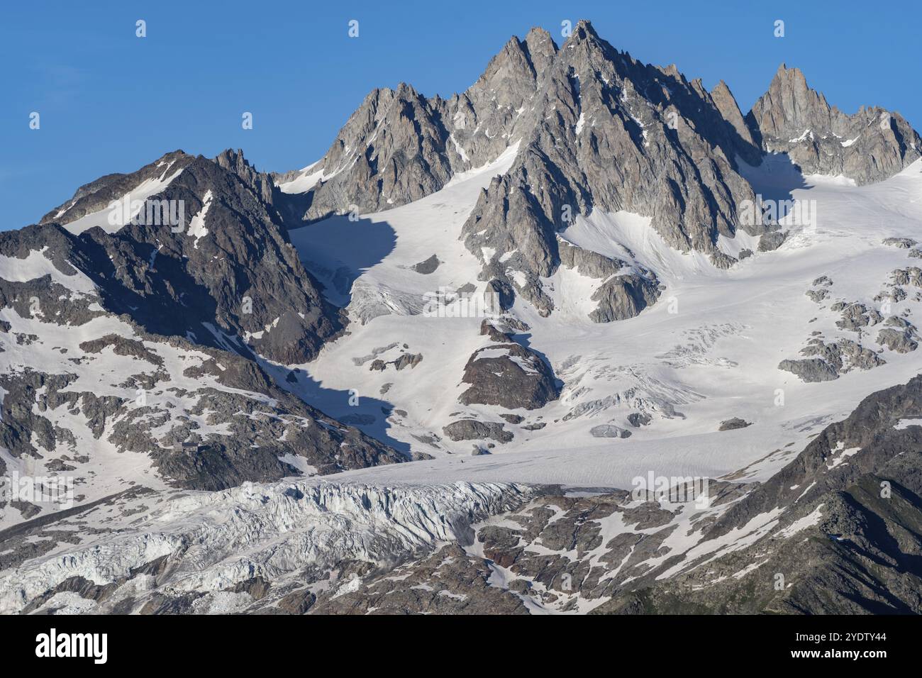 Rocky mountain peak Aiguille du Tour and glacier Glacier du Tour, Mont Blanc massif, Chamonix ...