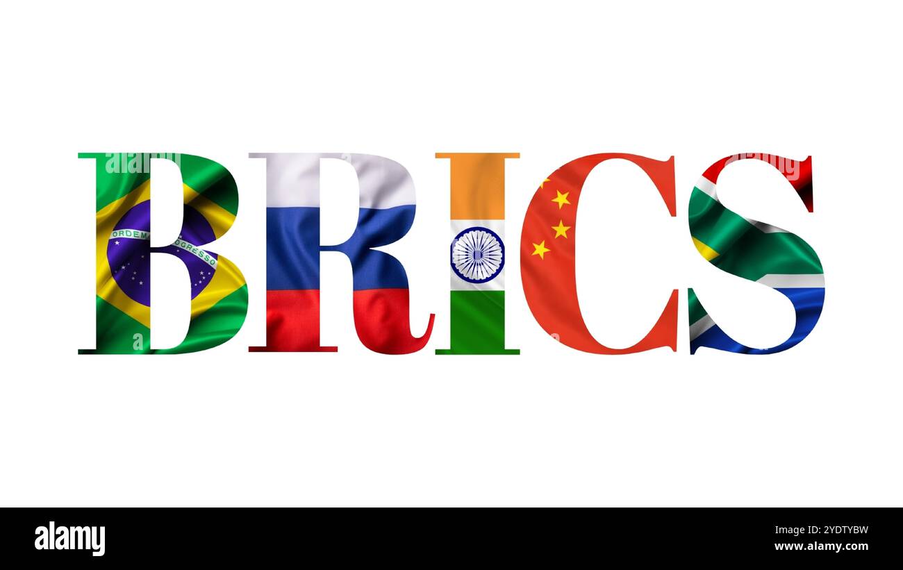 BRICS economy organisation vector illustration isolated on black ...