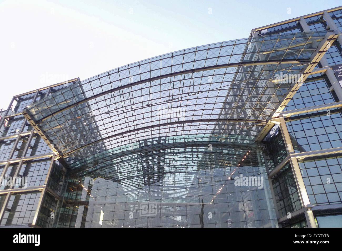 Glass roof of Berlin Central Station extends in an arch over the ...