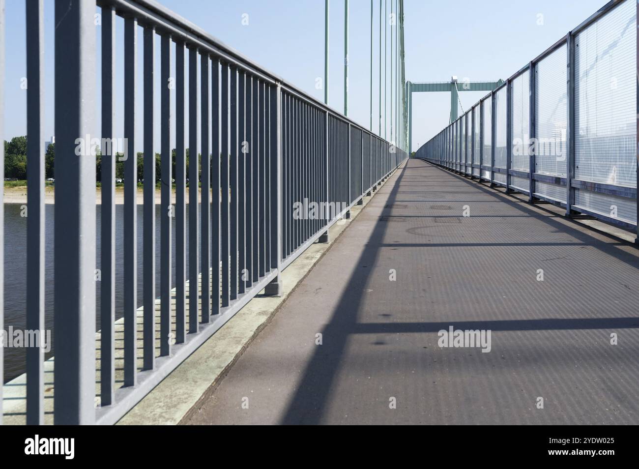Footpath of a motorway bridge over the Rhine, separated from the ...
