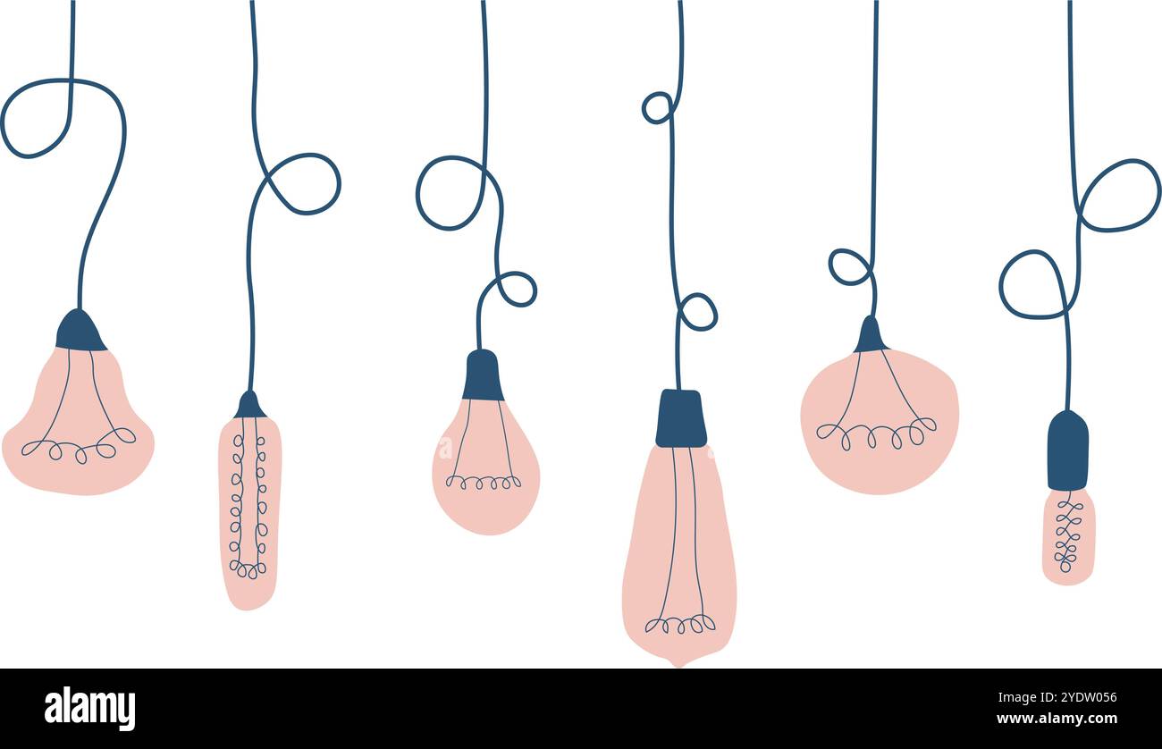 Light bulbs doodle set hi-res stock photography and images - Alamy