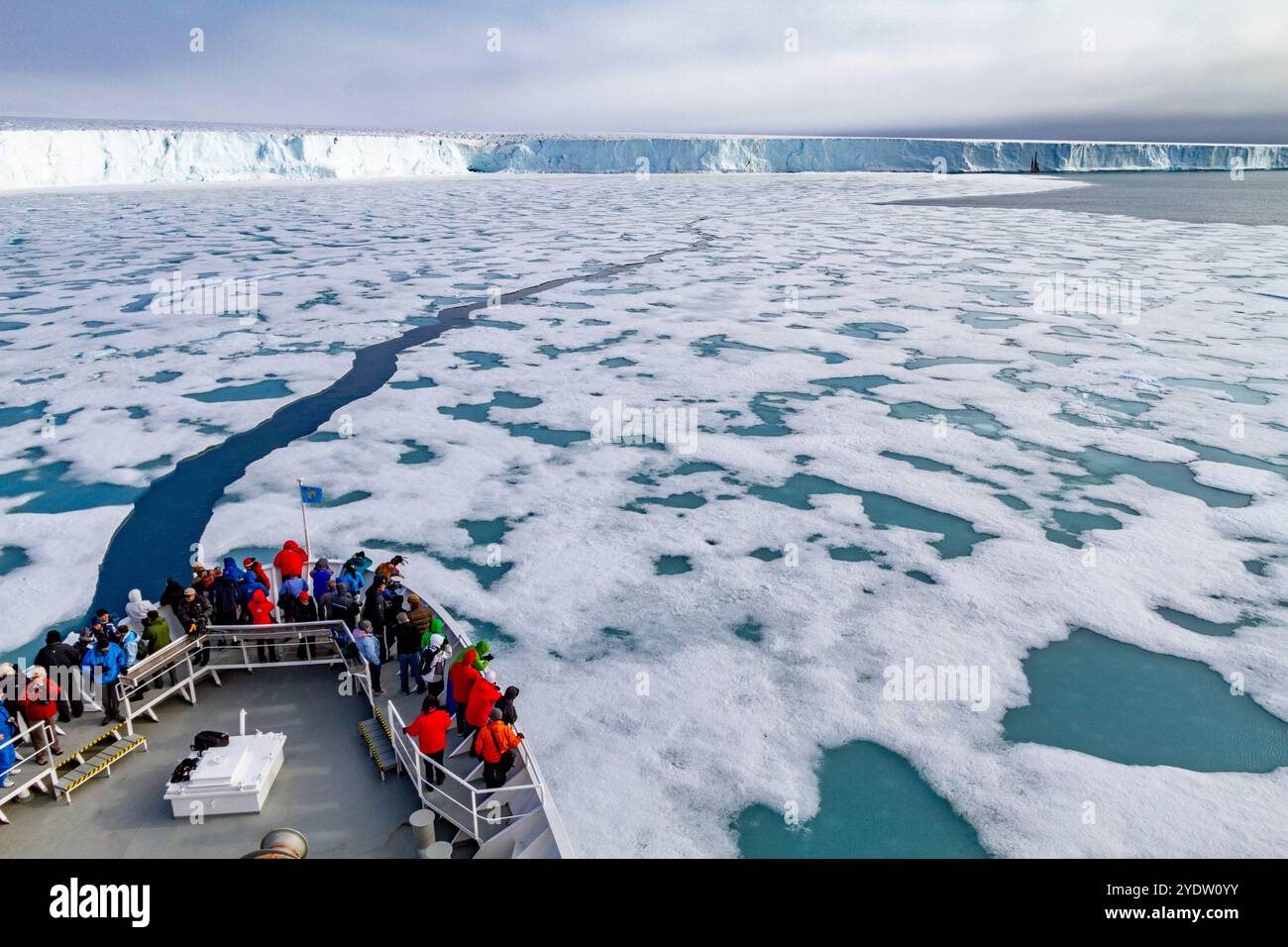 The Lindblad Expedition ship National Geographic Explorer at Austfonna ...