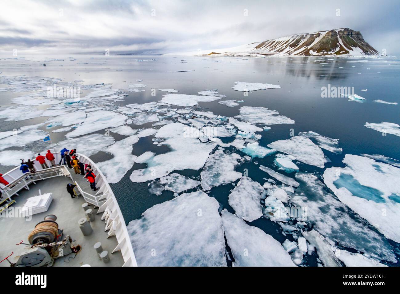 The Lindblad Expedition ship National Geographic Explorer in the Svalbard Archipelago, Norway ...