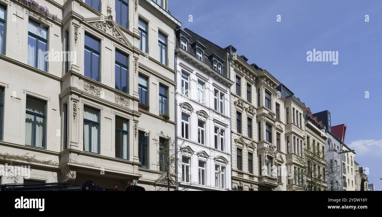 Restored Wilhelminian style houses in the Belgian quarter of Cologne ...