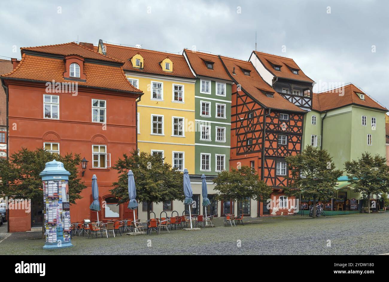 Historic houses on main market square in Cheb, Czech republic Stock ...