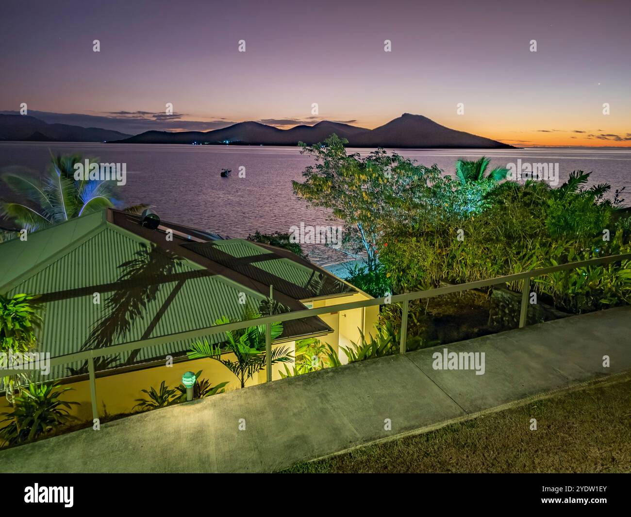 Evening scene from the Volivoli Resort grounds on Viti Levu, Fiji ...