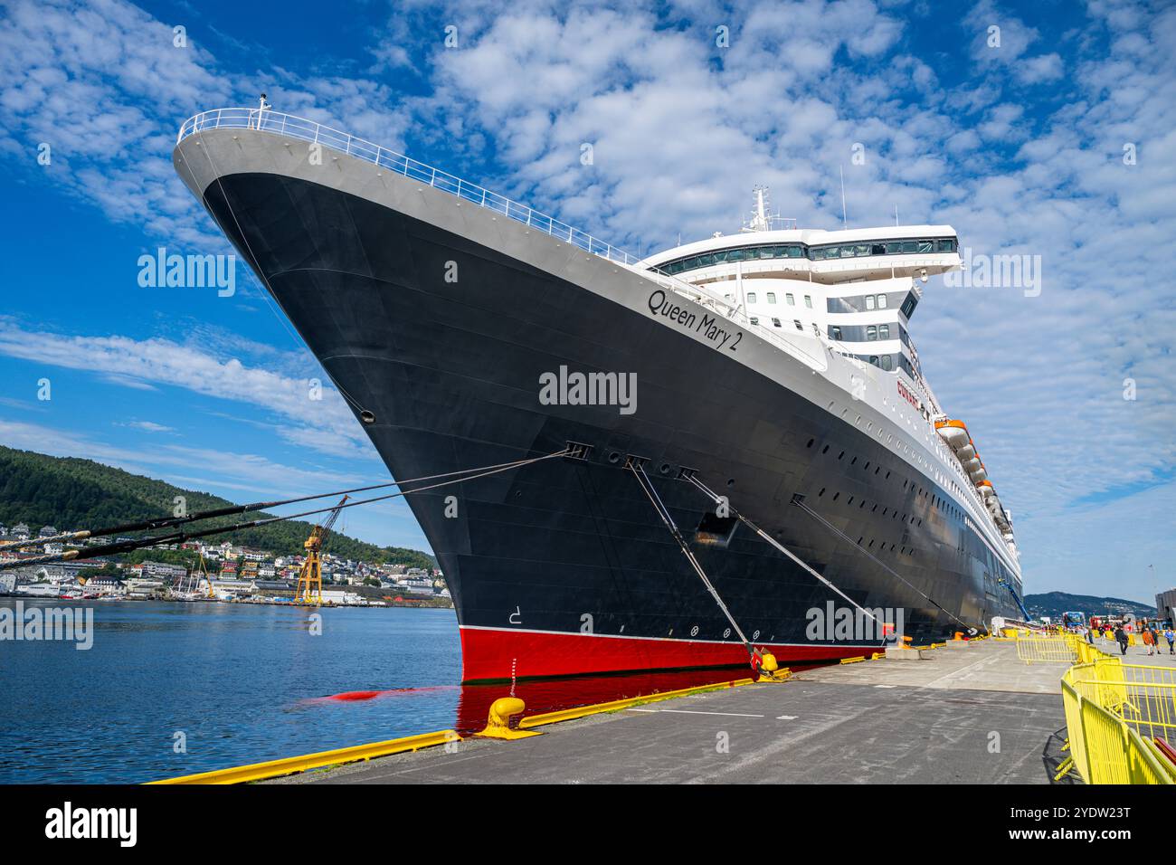 Queen Mary 2 anchoring in Bergen, Vestland, Norway, Scandinavia, Europe ...