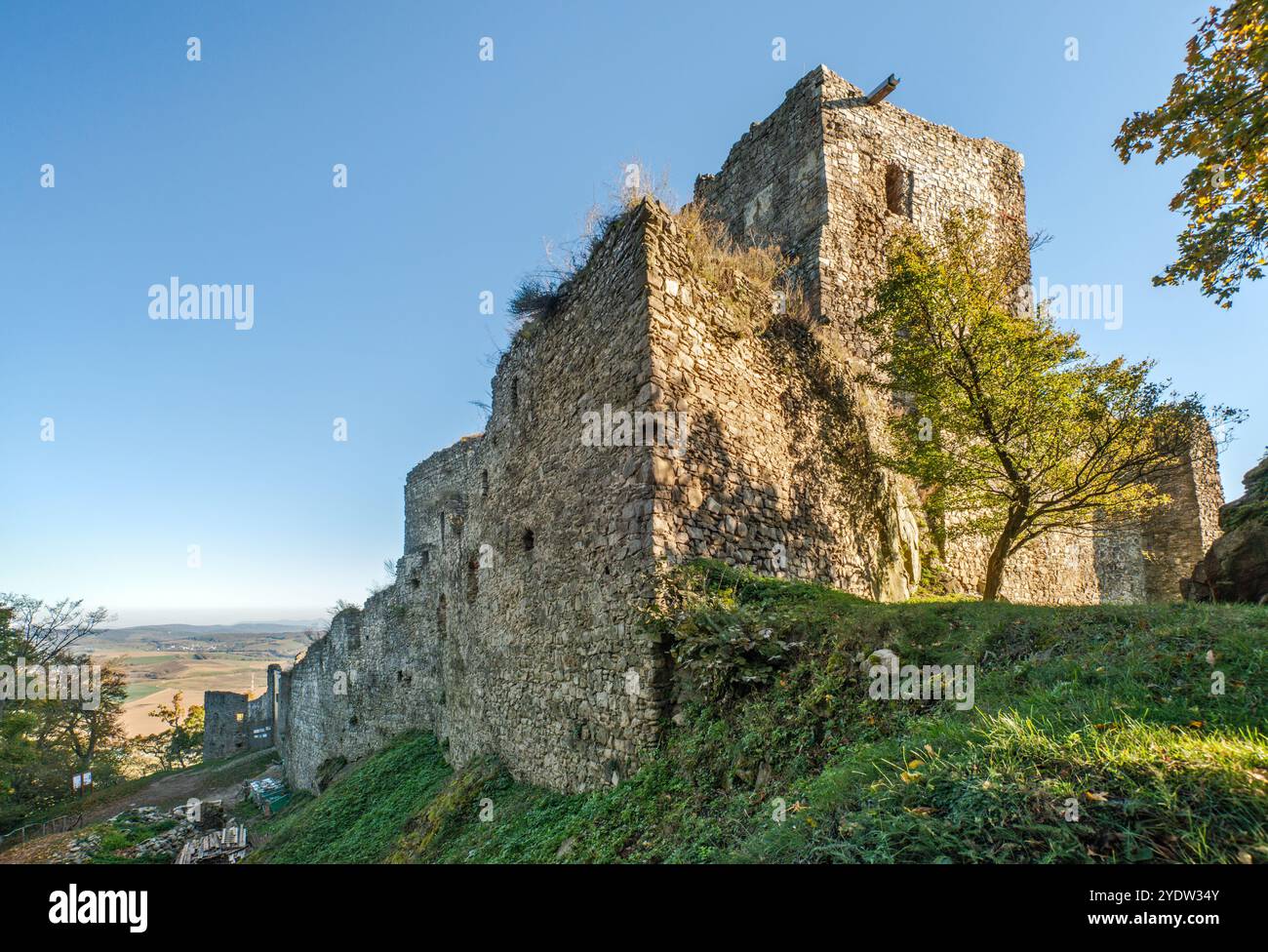 The keep (donjon), at Kapušany Castle (Kapušiansky hrad) ruins, 15th ...