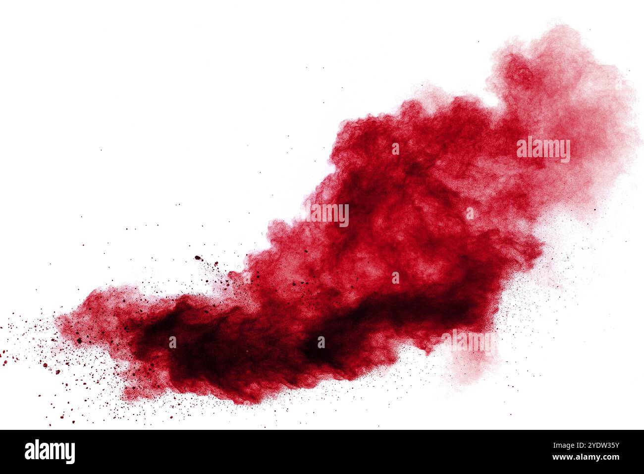 Red powder explosion on white background Stock Photo - Alamy