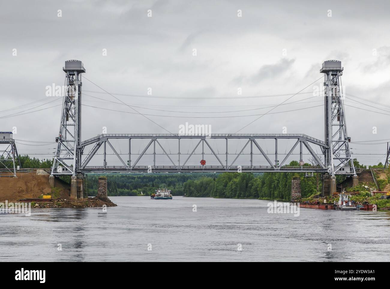 Podporozhsky drawbridge of a vertical-climbing type across the Svir ...
