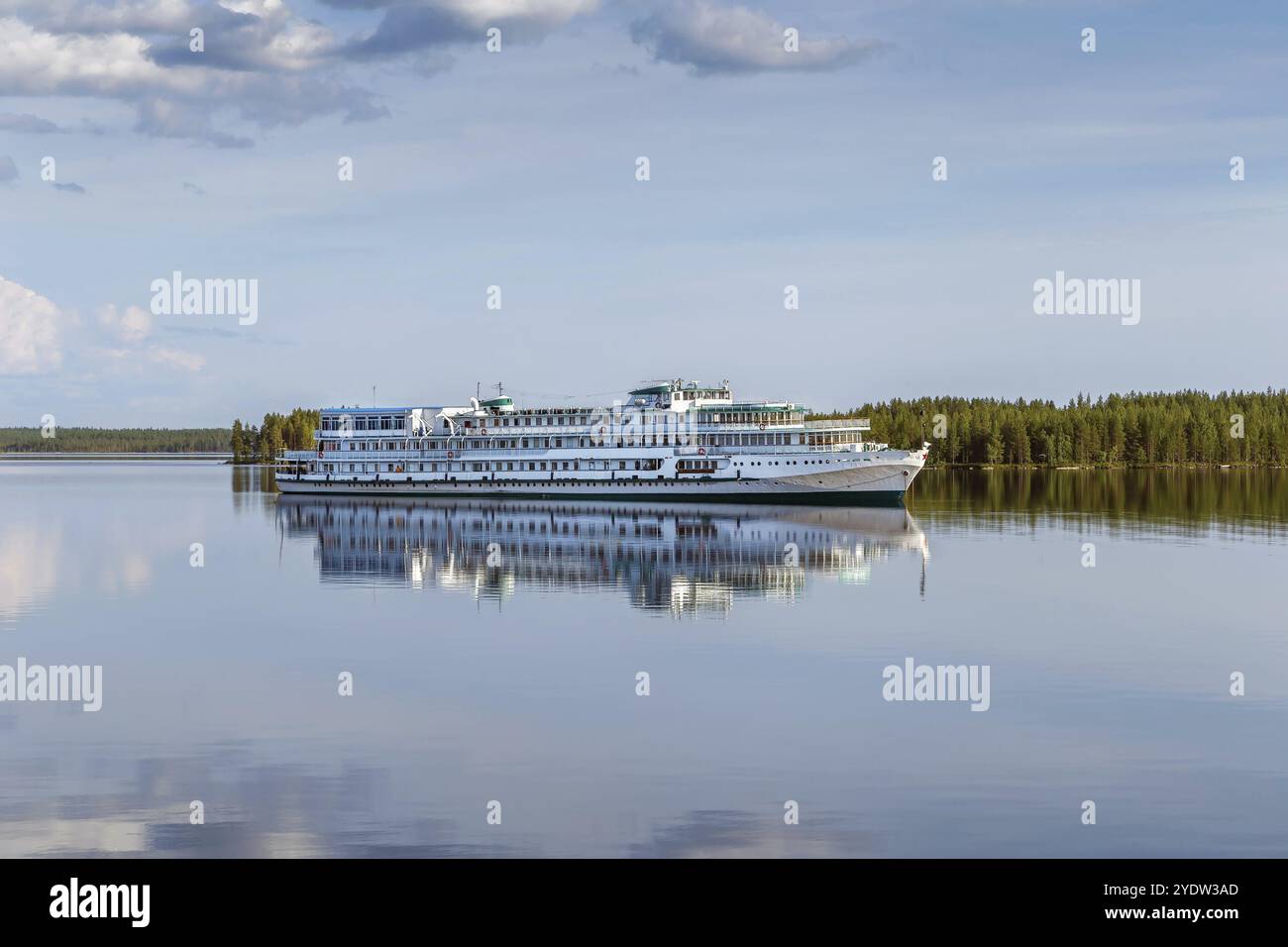 Cruise ship on Vyg river (part of the White Sea-Baltic Canal), Russia ...