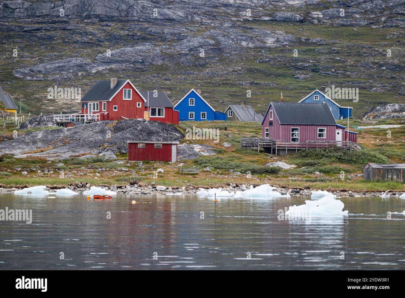 Little hamlet near the Nuuk Icefjord, Western Greenland, Denmark, Polar ...