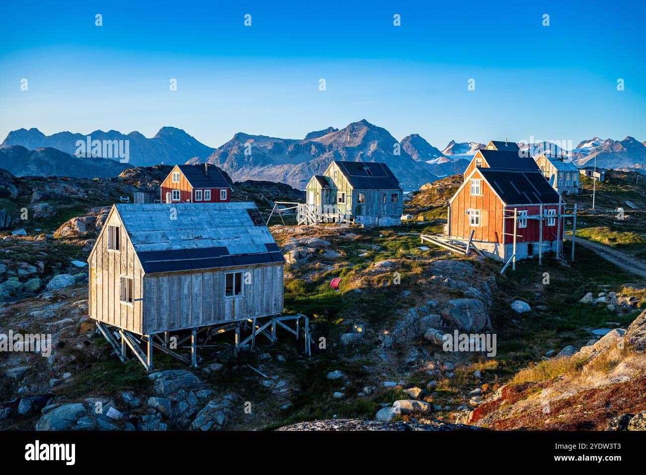 Colourful houses, Kulusuk, Greenland, Denmark, Polar Regions Stock ...
