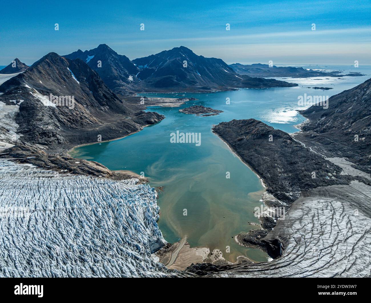 Aerial of Kulusuk fjord, Greenland, Denmark, Polar Regions Stock Photo ...