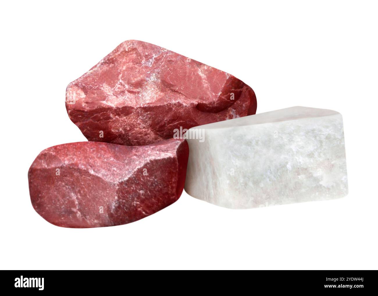 Moonstones red and white gemstones isolated on white background Stock ...
