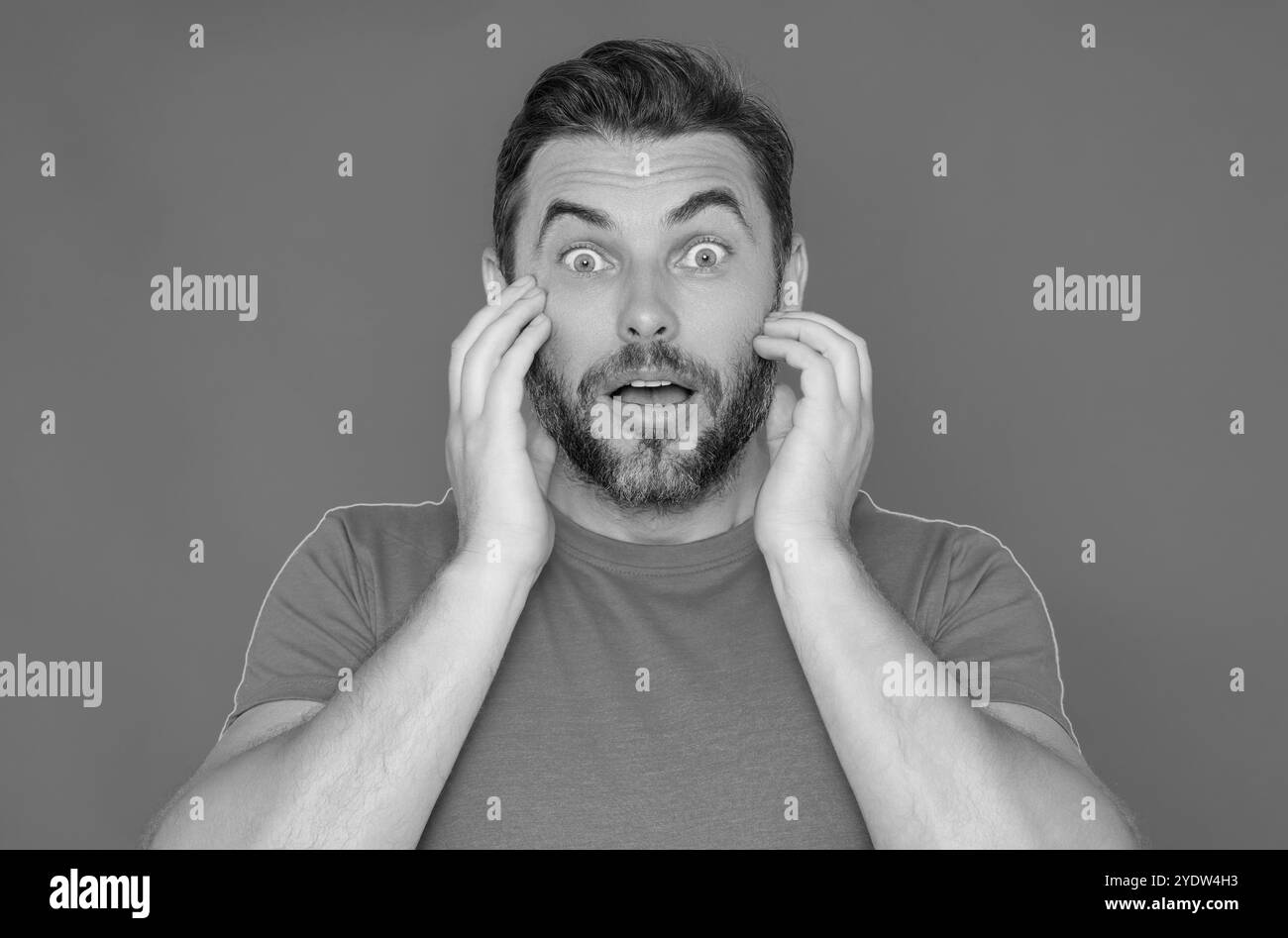 Portrait shocked amazed excited Black and White Stock Photos & Images ...