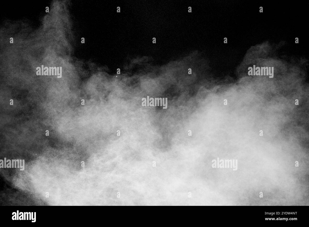 White dust cloud in the air.Abstract white powder explosion against ...