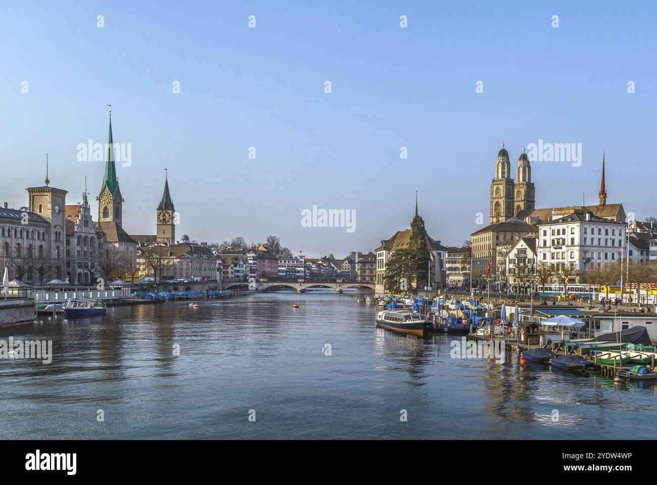 Zurich switzerland overlooking limmat river hi-res stock photography ...