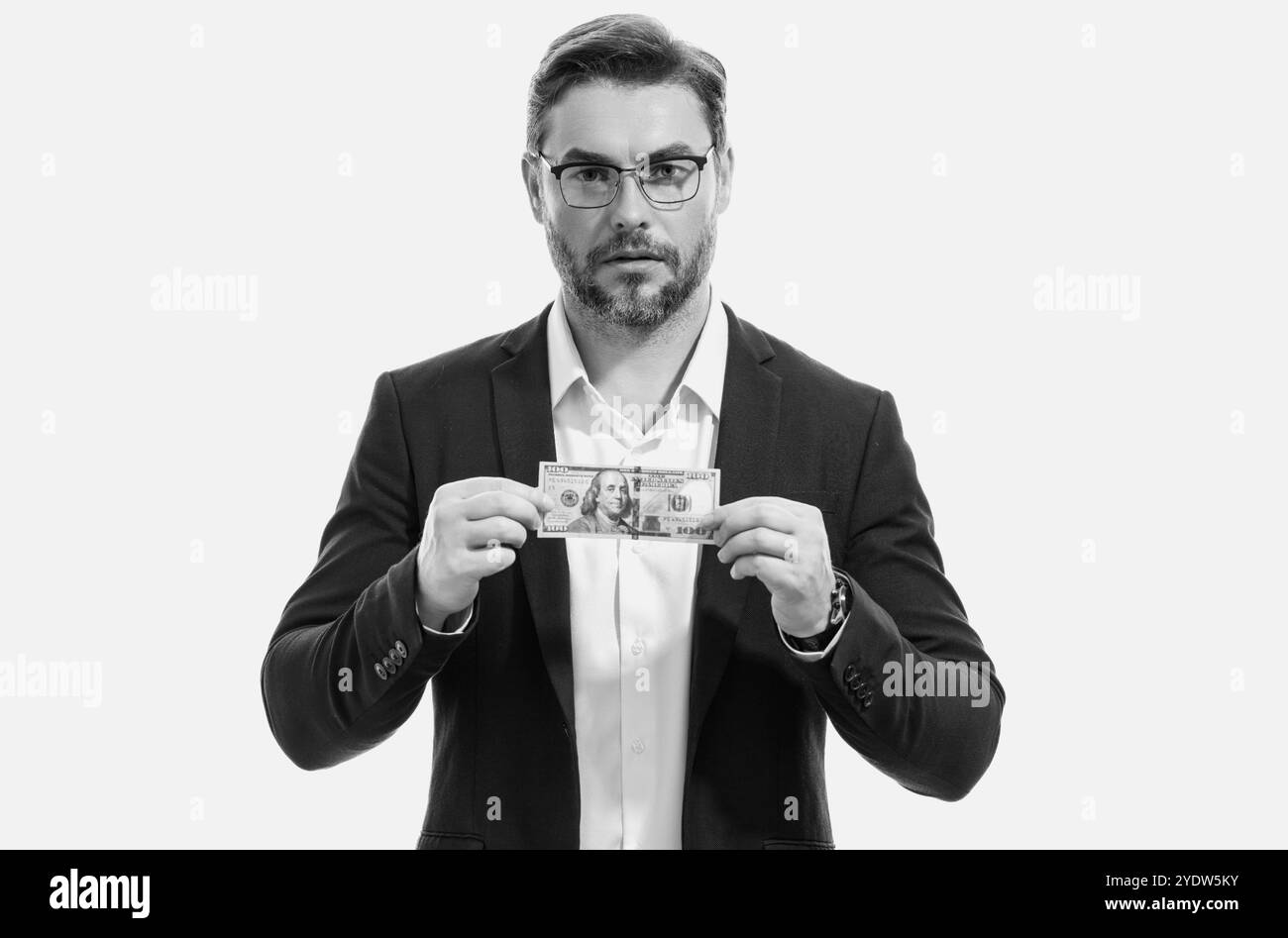 Business man with money banknotes. Male entrepreneur with dollar bills ...