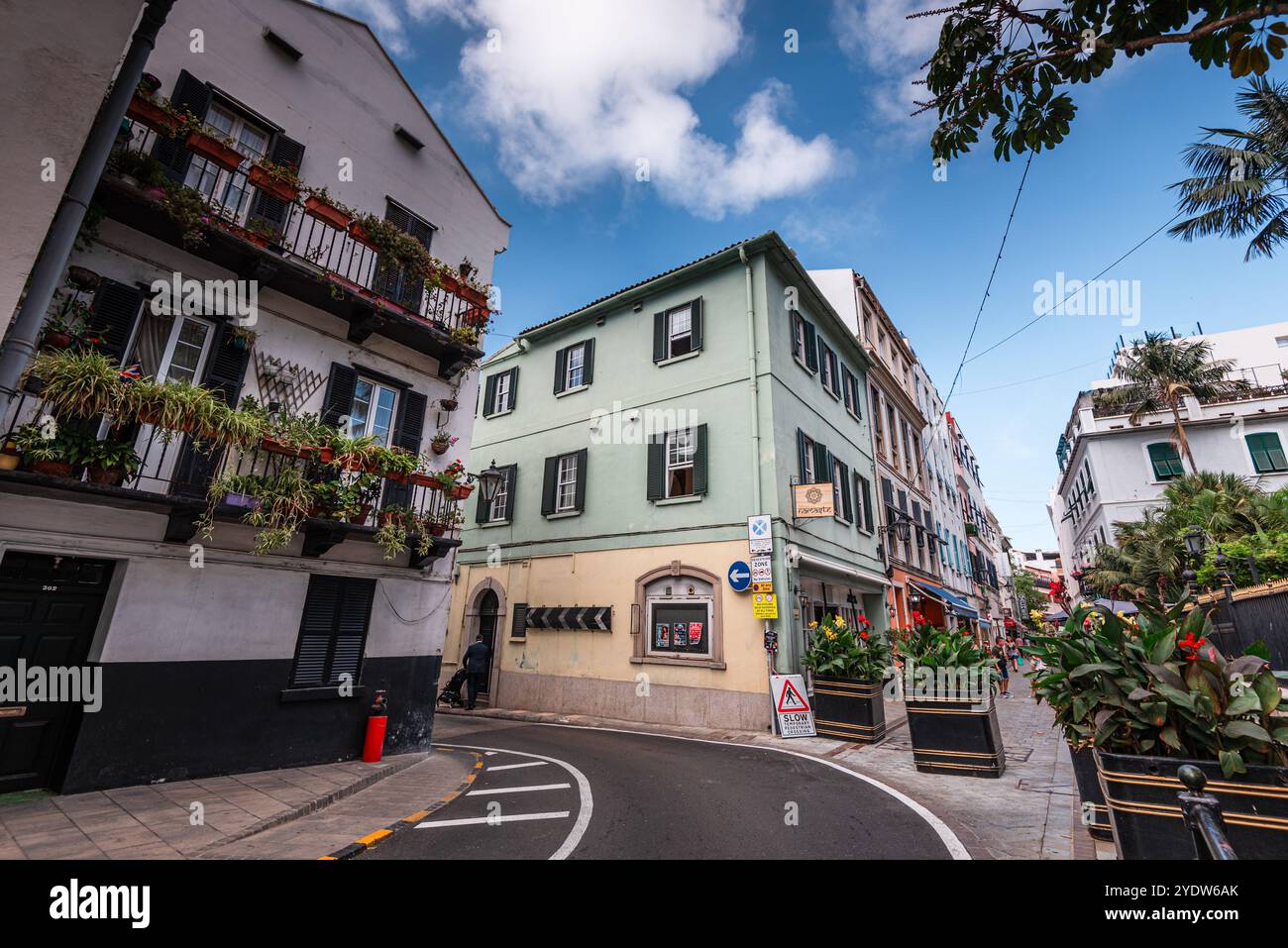 A corner townhouse on Main Street, typical colonial architecture of ...