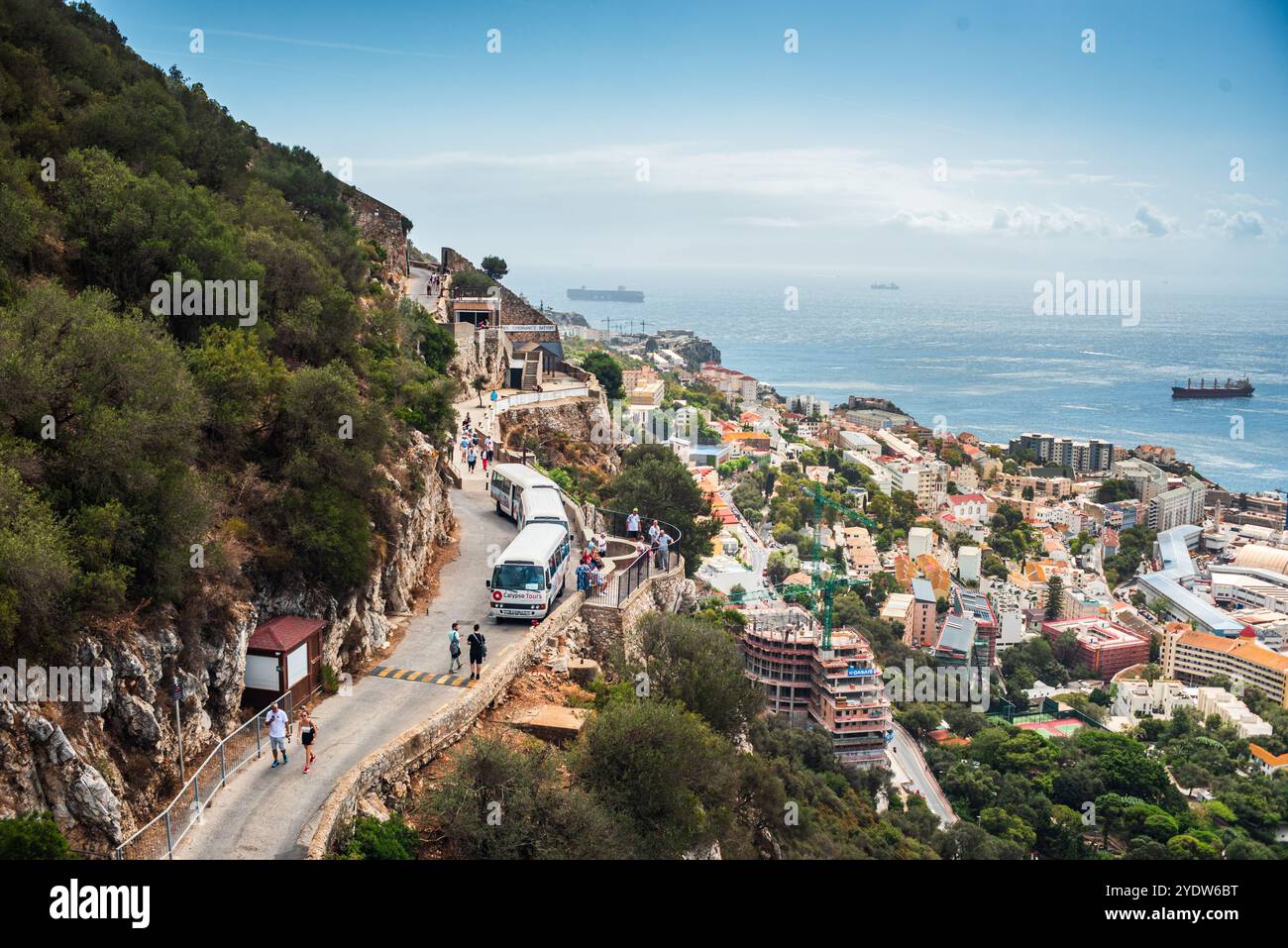 Old Queen's Road on Rock of Gibraltar, overlooking the slope and city ...