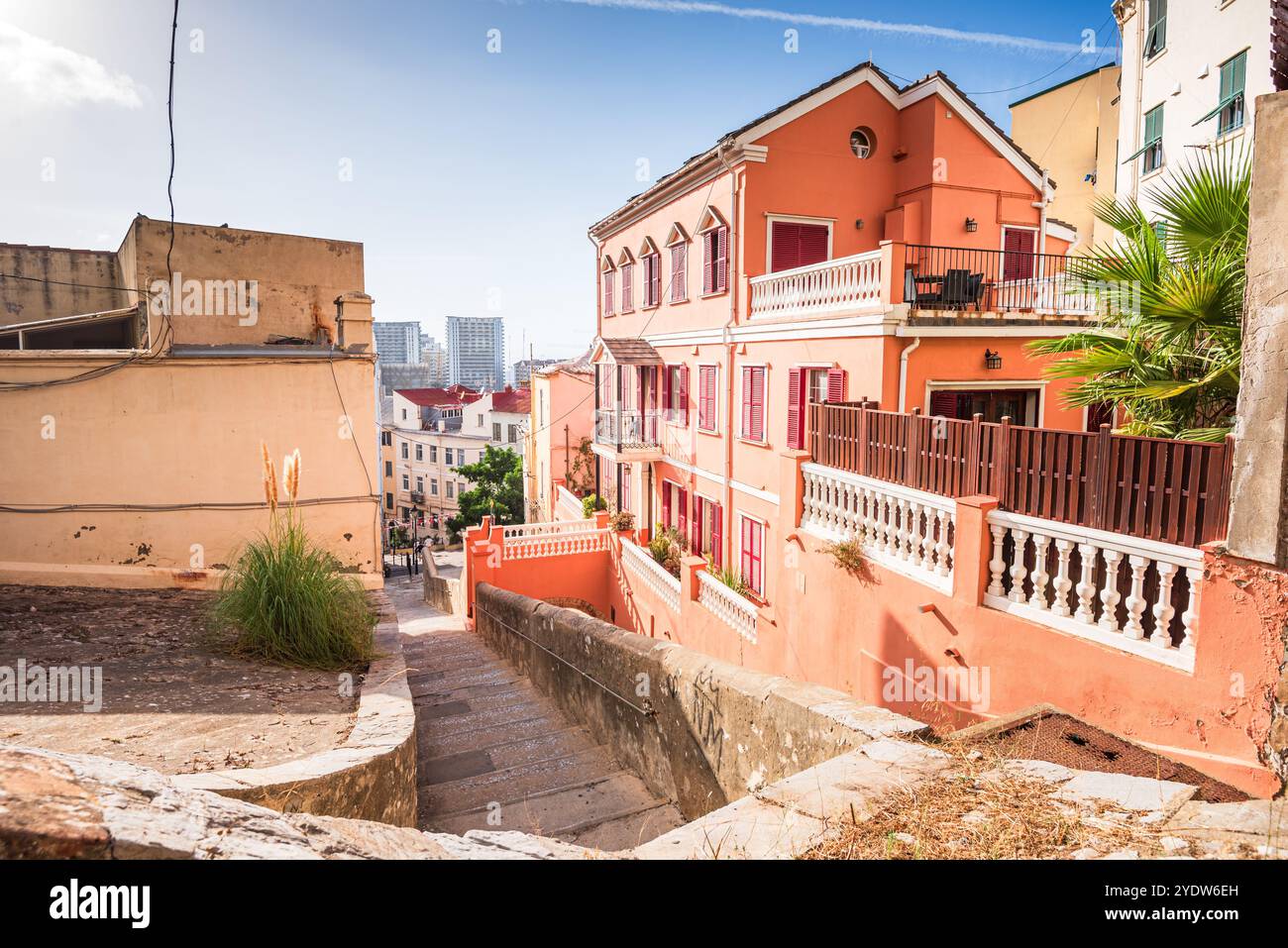 Gibraltar Castle Steps, beautiful residential area on the hill of ...