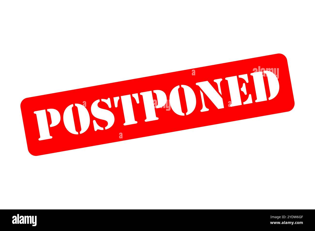 Postponed stamp symbol, label sticker sign button, text banner vector illustration Stock Vector ...