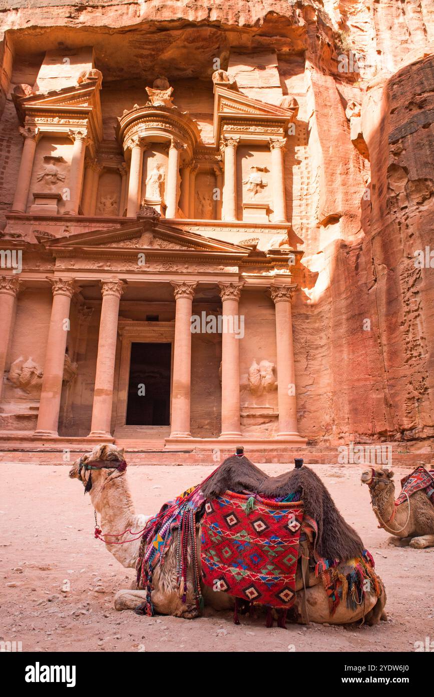 Al-Khasneh (The Treasury) seen from the Siq, the historic and ...